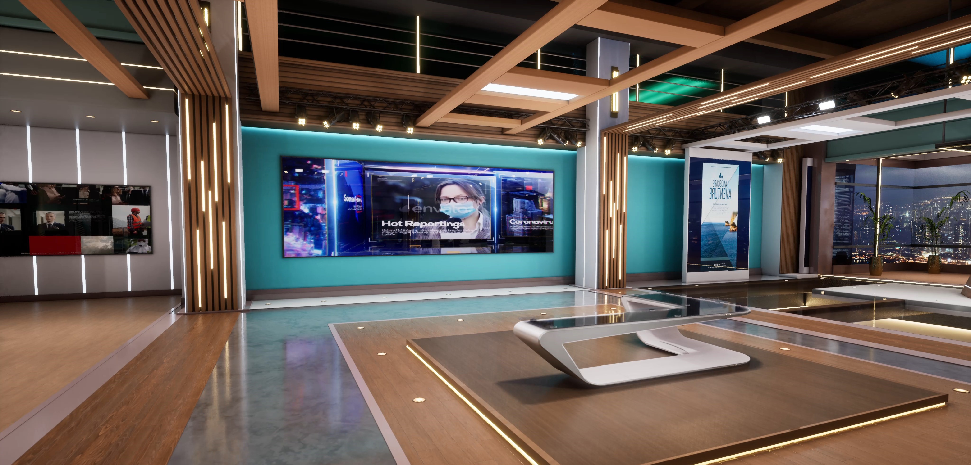 Virtual Sets | Buy NEWSROOM HSDBK | Unreal Engine Corporate Virtual Set ...
